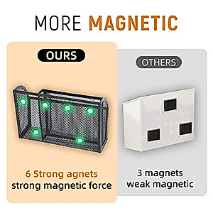 DALTACK Magnetic Pencil Holder Magnetic Shelf for the Whiteboard 3-Grid Mesh Magnetic Pen Holder for Refrigerator Magnetic Organizer Locker Accessories Organizer for Home, School and Office, Black