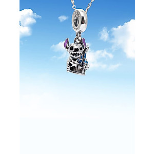 BEEUVIP Stitch Magic castle Dangle Charm 925 Sterling Silver Openwork Bead for Charm Bracelets and Necklaces, Birthday Mothers Day Jewelry Gifts Women