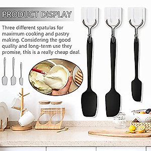 MEKBOK Silicone Spoon Spatula Set,(3 pieces)-Heat-resistant non-stick flexible rubber spatula set, Cooking Mixing Baking Kitchen Utensils Set of (black)