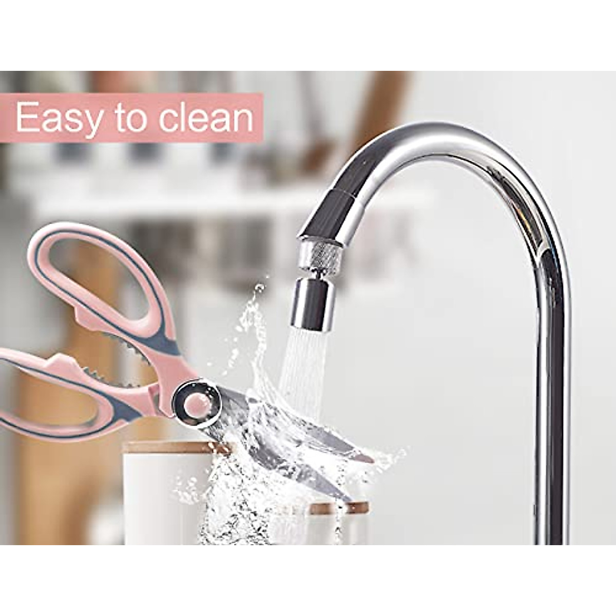 SYMGILA Kitchen Shears Scissors Heavy Duty, Kitchen Scissor Multi-Purpose Stainless Steel Sharp, Kitchen Scissors for Chicken/Poultry/Meat/Vegetables/Herbs/BBQ (Pink)