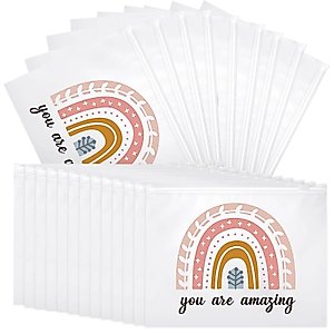 Reginary 50 Pcs Inspirational Gifts Bulk for Women Cosmetic Bag EVA You Are Braver Awesome Makeup Bag Mini Toiletry Bag with Zipper Encouragement Birthday Gift for Friend (Boho Amazing)