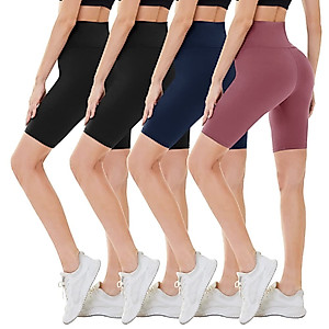CAMPSNAIL 4 Pack Biker Shorts for Women High Waist - 3"/5"/8" Tummy Control Soft Athletic Yoga Workout Running Gym Shorts