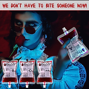 Nuenen 32 Pcs Halloween Blood Bags for Drinking, Vampire Party Drinking Pouches, Juice Puree Bag Reusable Energy Drink Container 8.5oz with Cap for Nurse Graduation Party