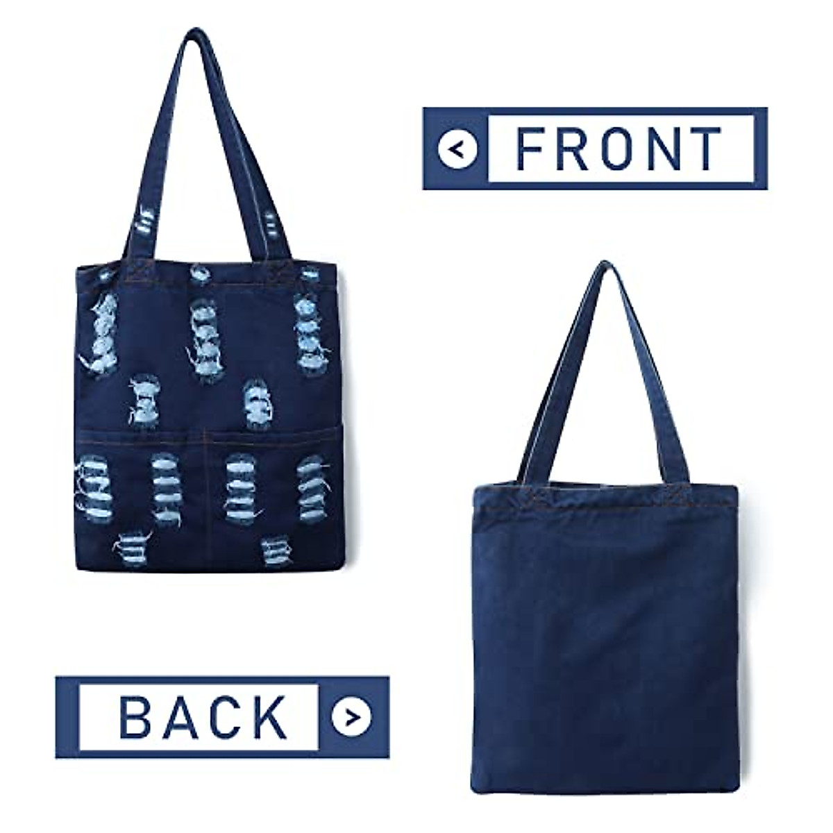 LUI SUI Denim Hobo Tote Bags for Women Retro Jean Shoulder Bag Large Lightweight Casual Canvas Bag