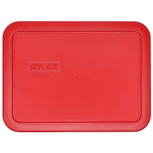 Pyrex (6 7210 3 Cup Glass Dishes & (6) 7210-PC Poppy Red Lids - Made in the USA