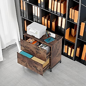 Tribesigns 2-Drawer File Cabinet, Wood Lateral Filing Cabinet, Home Office File Cabinet for A4, Letter Size, Rustic Brown