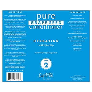 CurlMix Organic Grape Seed Conditioner, 8oz - Vanilla Berry Fragrance, Softens & Defines Kinky, Coily, 4C & Natural Hair, Paraben Free Sulfate Free, Handmade Conditioner for Natural Hair