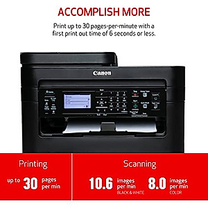 Canon imageCLASS MF264dw II All-in-One Wireless Monochrome Laser Printer, Black - Print Scan Copy - 5-Line LCD, 30 ppm, 600 x 600 dpi, 512MB Memory, Auto 2-Sided Printing, 35-Sheet ADF, Ethernet