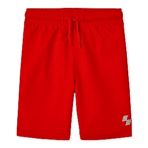 The Children's Place Boys' Athletic Basketball Shorts, Red, Small