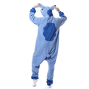 RULTA Animal Onesie for Women Men Adult Costume Cosplay One Piece Pajamas Halloween Xmas Gifts (US, Alpha, Small, Blue-St)