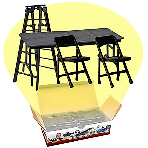 ULTIMATE Ladder, Table & Chairs Black Playset For Wrestling Action Figures