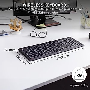 Cherry Stream Wireless Keyboard with SX Scissors Mechanism, Slim Yet Full Size QWERTY Ergo Friendly with Number Pad, Thin Design with Quiet keystroke for use at Home Office or Work. Black