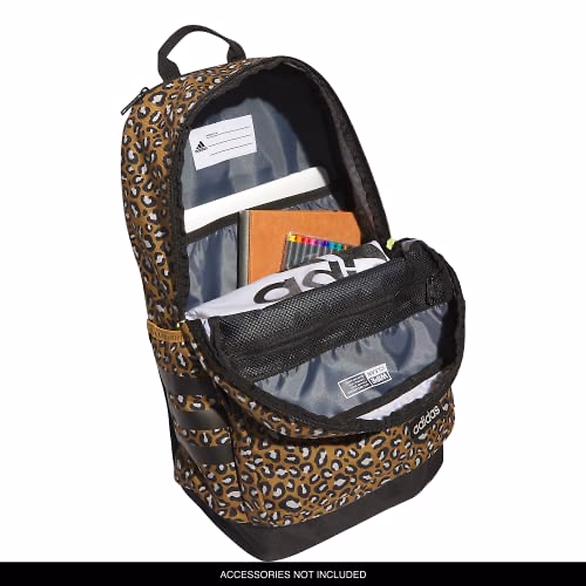 adidas Classic 3-Stripe Durable Backpack Student Athletic Sport Laptop Book Bag, Cheetah Bronze Strata/Black/Pulse Lime Green/4.0, One Size