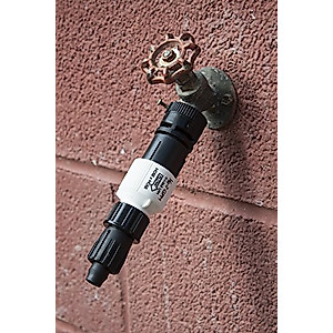 Habitech Drip Irrigation Faucet Adapter Kit: Connect 1/2" Tubing to Faucet or Hose, Backflow Preventer, Filter, Pressure Regulator - No Assembly Required