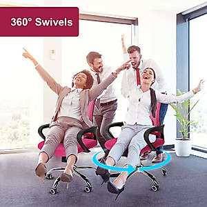 InfiniPower Task Ergonomic Mesh Computer Wheels and Arms and Lumbar Support Study Chair for Students Teens Men Women for Dorm Home Office, Pink