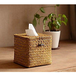 Raincol Morava Square Seagrass Facial Tissue Box Decorative Woven Paper Holder Napkin Dispenser (1)