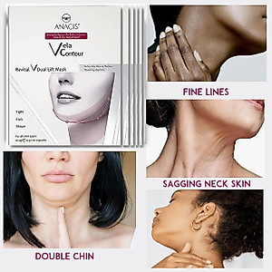 Anacis Advanced Neck Under Chin Mask Works for V-line Neck Chin Jawline - Fine Lines - Neck Wrinkles - Sagging Skin - For Women and Men. (5 Double Masks)