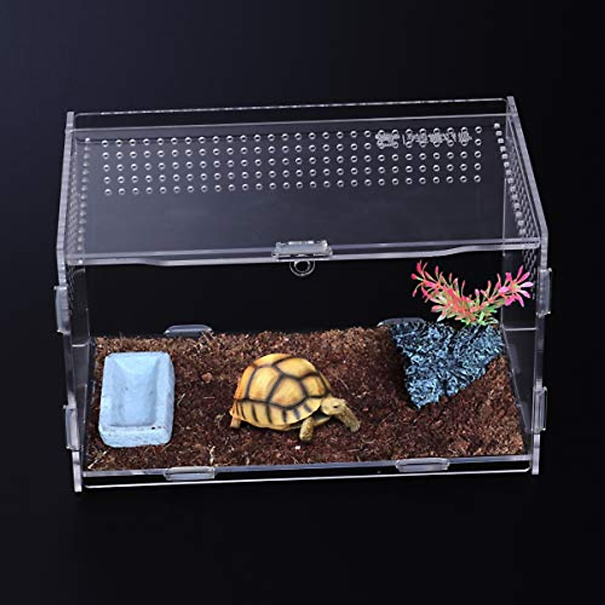 POPETPOP Reptile Tank 1Pc Reptile Box Portative Utility Reptile Box Feeding Case for Tortoise Spider Scorpion Snake Snail Terrarium