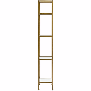 Crosley Furniture Aimee Narrow Bookshelf with Glass Shelves, Bookcase Storage, Gold and Glass