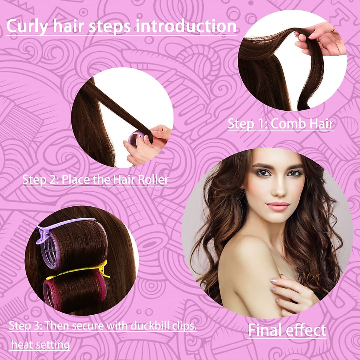 TINGIC Hair Roller Set - Jumbo Self-Grip Rollers With Clips for Long, Medium, and Short Hair (18 pcs)