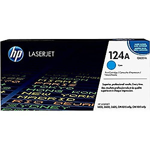 Original HP 124A Cyan Toner Cartridge Works with HP Color LaserJet 1600, 2600, 2605 Series, HP Color LaserJet MFP CM1015, CM1017 Series Q6001A