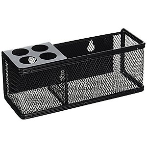 Safco Products Onyx Mesh Marker Organizer Basket – Steel Mesh with Durable Powder Coat Finish – 8”W x 3.25”D x 3”H – Magnetic Back – Includes Wall Mounting Hardware - Perfect for Office & Classrooms