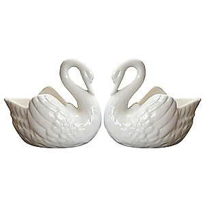 YONGYAN 2 Pack Swan Flower Pot Statue Decoration Ceramics Garden Planters Containers Pot Bookshelf Office Desktop Decor