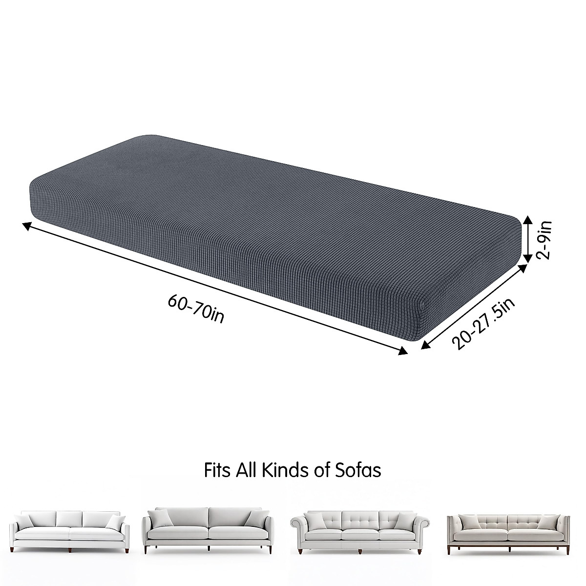 Hokway Couch Cushion Covers Stretch Cushion Covers Sofa Seat Cushion Slipcover Protector(Gray, Large)