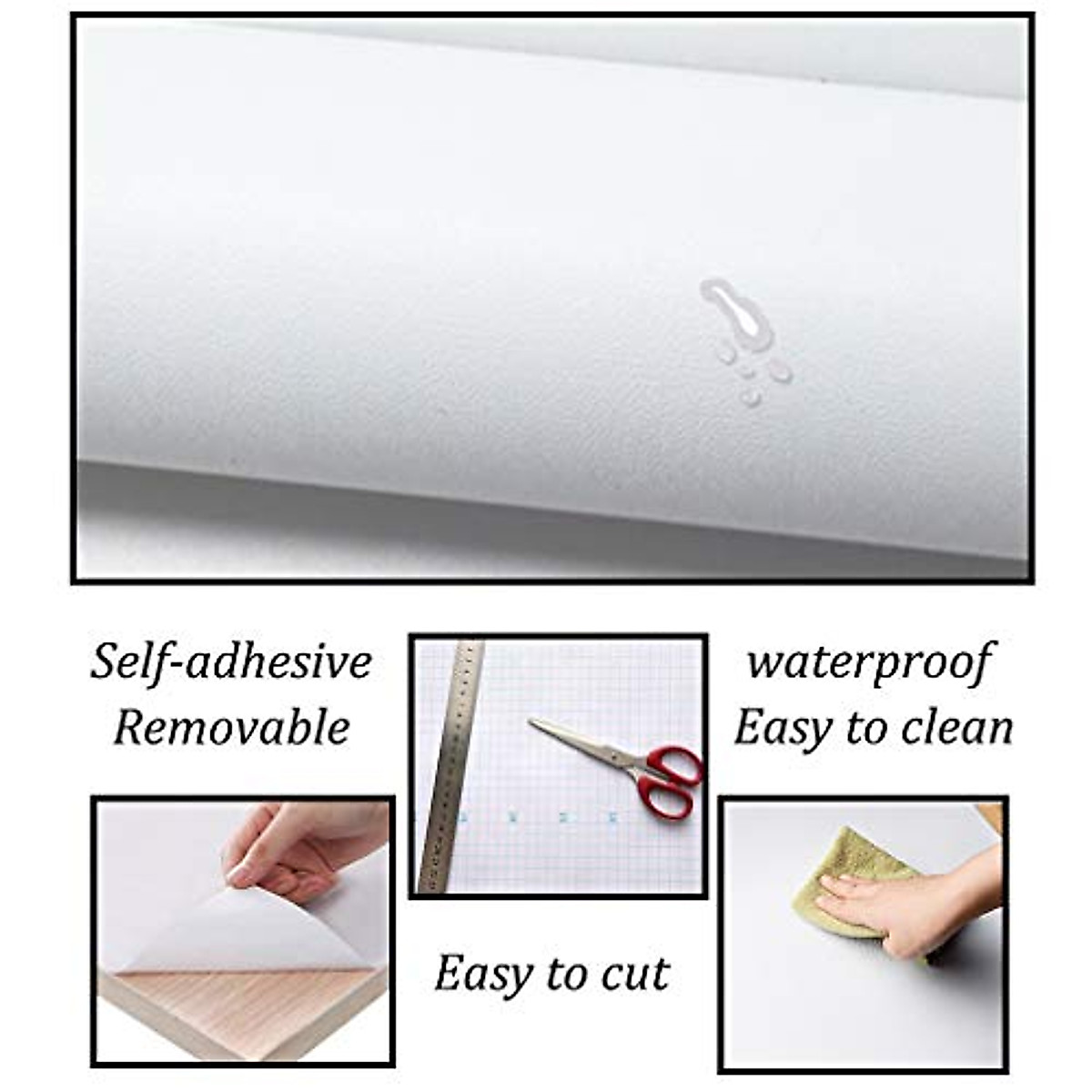 Safiyya 118"x17.7" White Wallpaper White Contact Paper Waterpoof Peel and Stick Wallpaper Self-Adhesive Wallpaper Decorative Contact Paper Vinyl Roll for Wall Kitchen Furniture Countertop Shelf