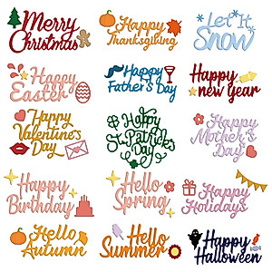 INFUNLY Word Die Cuts for Card Making St. Patricks Day Metal Cutting Dies Happy Easter Word Cut Die Holiday English Words Die Cuts for DIY Scrapbooking Photo Album Paper Decorative Happy Birthday