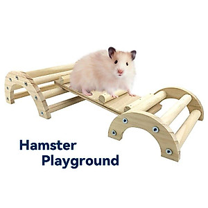CooShou Chicken Perch Chicken Toys Chicken Roosting Bar Chick Jungle Gym Wooden Arch Bridge Platform Stand Ladder 3in1 Climbing Ramp Toys for Chick Hamsters Gerbils Mice Rodent and Small Animals