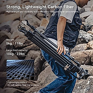 SmallRig AD-100 FreeBlazer Heavy-Duty Carbon Fiber Tripod System, 78" Video Tripod with One-Step Locking System, 360° Fluid Head and Dual-Mode Quick-Release Plate, Max Load 22 lbs for Camera -3989