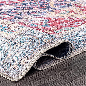 Rugshop Traditional Distressed Vintage Stain Resistant Flat Weave Eco Friendly Premium Recycled Machine Washable Area Rug 10'x14' Multi