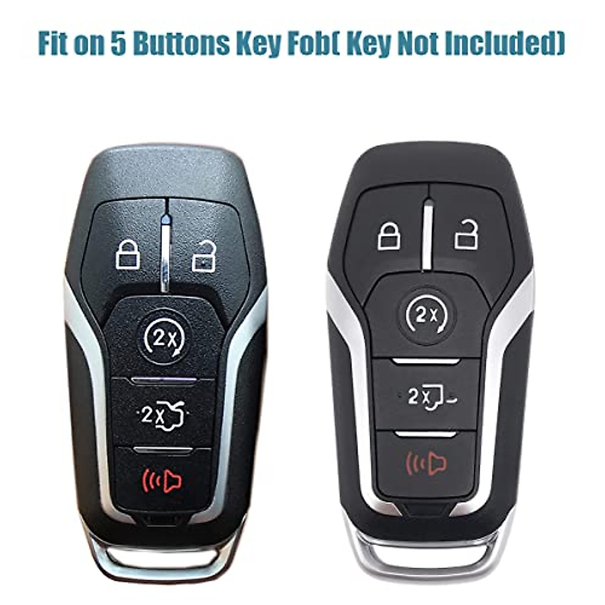 vurbemes 360 Degree Soft TPU Protector Key Fob Cover Case Compatible with Ford Explorer Mustang F150 Fusion for Lincoln MKZ/MKC/MKX(FCC ID:M3N-A2C31243300 P/N:164-R7989) 5 Buttons (Black)