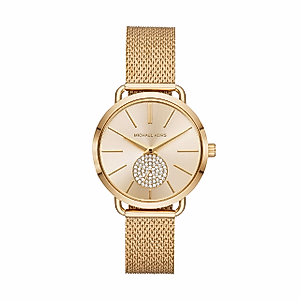 Michael Kors Portia Three-Hand Gold-Tone Stainless Steel Mesh Women's Watch (Model: MK3844)