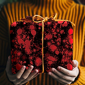 JarThenaAMCS Halloween Bloody Wrapping Paper - Mini Roll - 17 In x 32.8 Ft Blood Splatter Gift Wrap Paper for DIY Art Crafts Halloween Holiday Horror Party