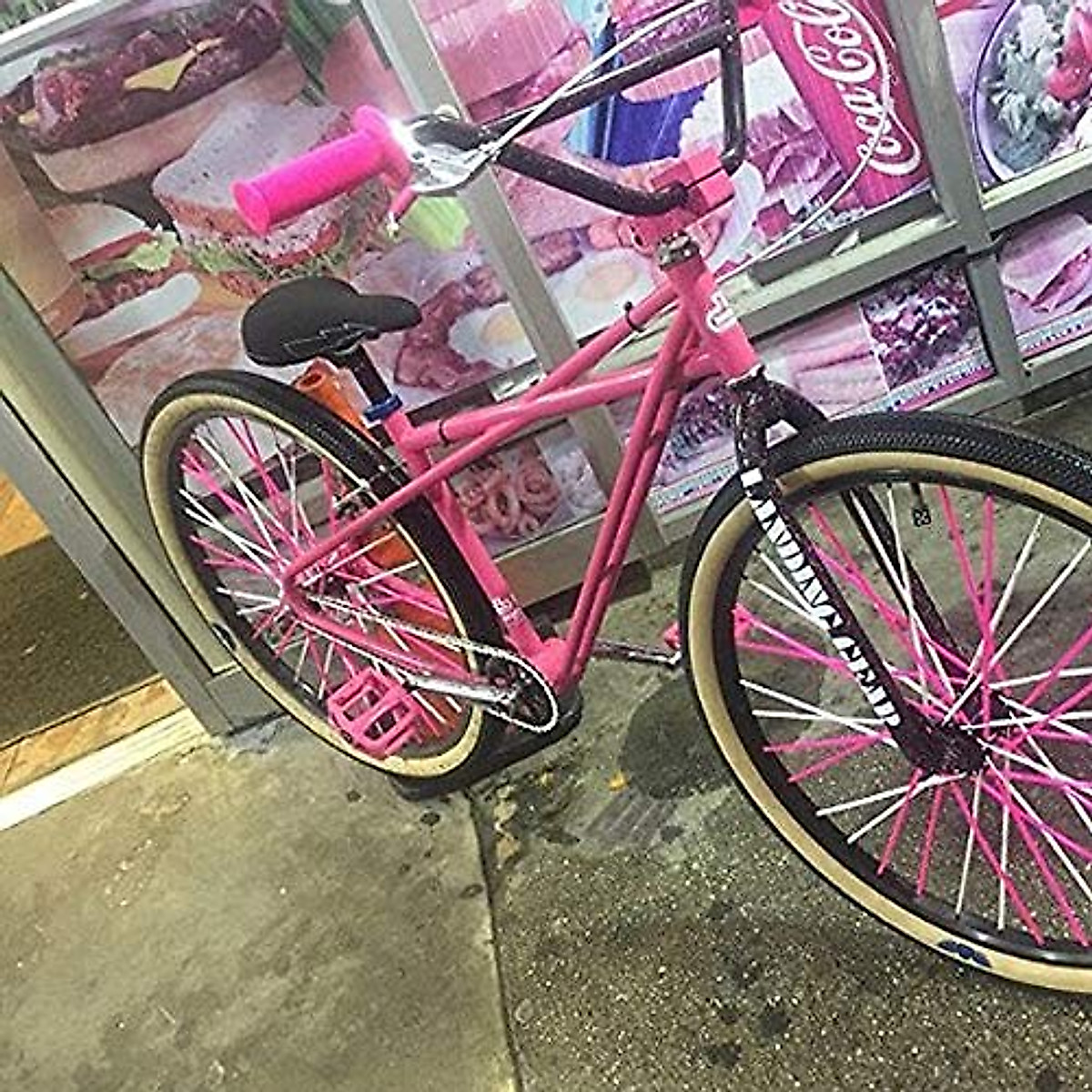 BEEGETTE Bicycle Spoke Skins Wraps BMX MTB Kids Road Mountain Bike Colorful Wheel Decoration-72 Pcs (Pink)