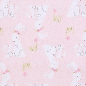 Gerber Girls Newborn Infant Baby Toddler Nursery 100% Cotton Flannel Receiving Swaddle Blanket, Mommy & Me Bunny, White, Pack of 5
