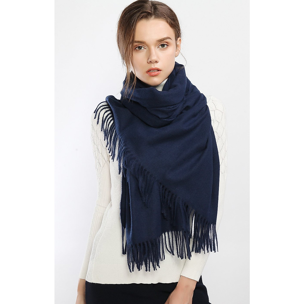 RIIQIICHY Scarfs for Women Fall Winter Navy Pashmina Shawls and Wraps for Evening Dresses Wedding Shawl Blanket Scarves
