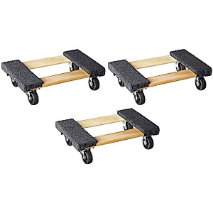 Haul Master 93888 Mover's Dolly 1000 lbs. Weight Capacity, 18" L x 12-1/4" W, 12-14", Grey/Hardwood (Pack of 3)