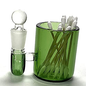 PAYKOC IMPORTS Fresh Green Large 3" Heady Hand Blown Glass Cotton Swab Q-Tip Holder/Alcohol ISO Station