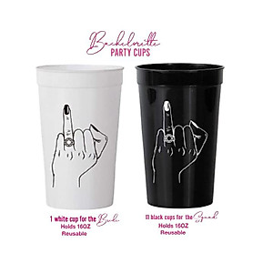 Bach Bride Bachelorette Party Decorations Ring Finger Reusable Cups - 12 Stadium Cups | Bridal Shower Gift, Bridesmaid Favors