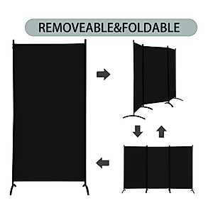 Room Divider 3-Panel Privacy Screen, Portable Screen Steel Frame with Hook&Loop for Home, Office, Classroom, Studio, Meeting Black