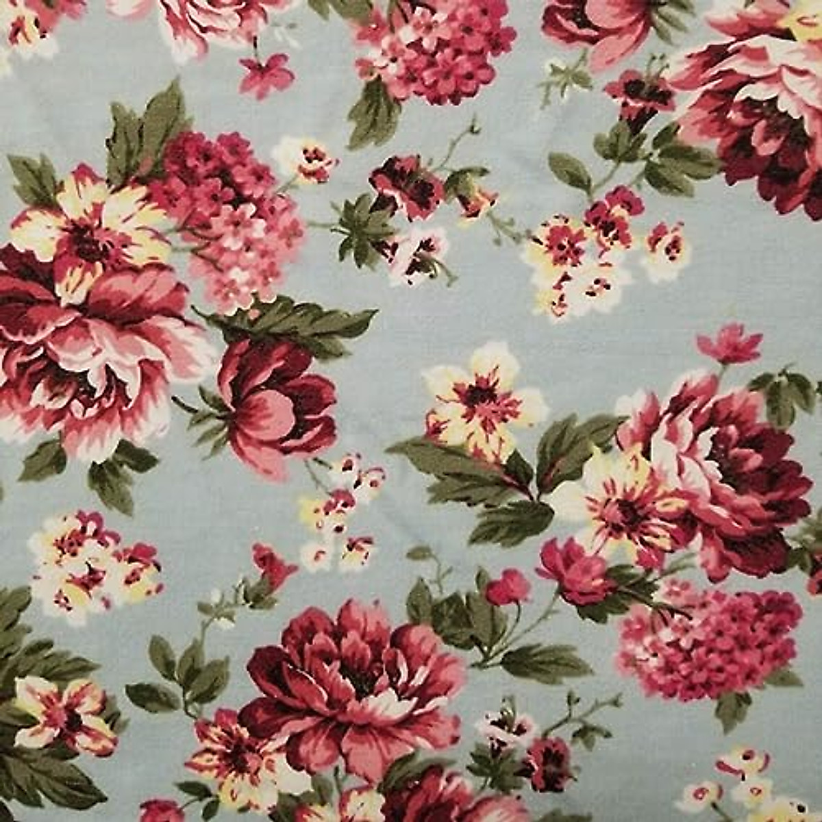 Stylish FABRIC Floral Pattern Printed on French Terry, 2-Way Stretch, Apparel Fabric, Home/DIY Projects, PALEBLUE-Rose 1 Yard