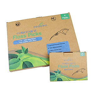 Odogwu Corn Starch Dental Floss Picks (200 Count),Eco Friendly,Sustainable,Zero Waste