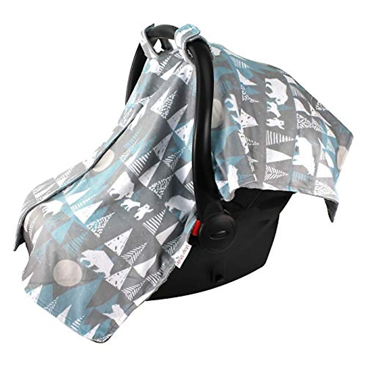 Baby Car Seat Canopy Cover - White Bear and Trees