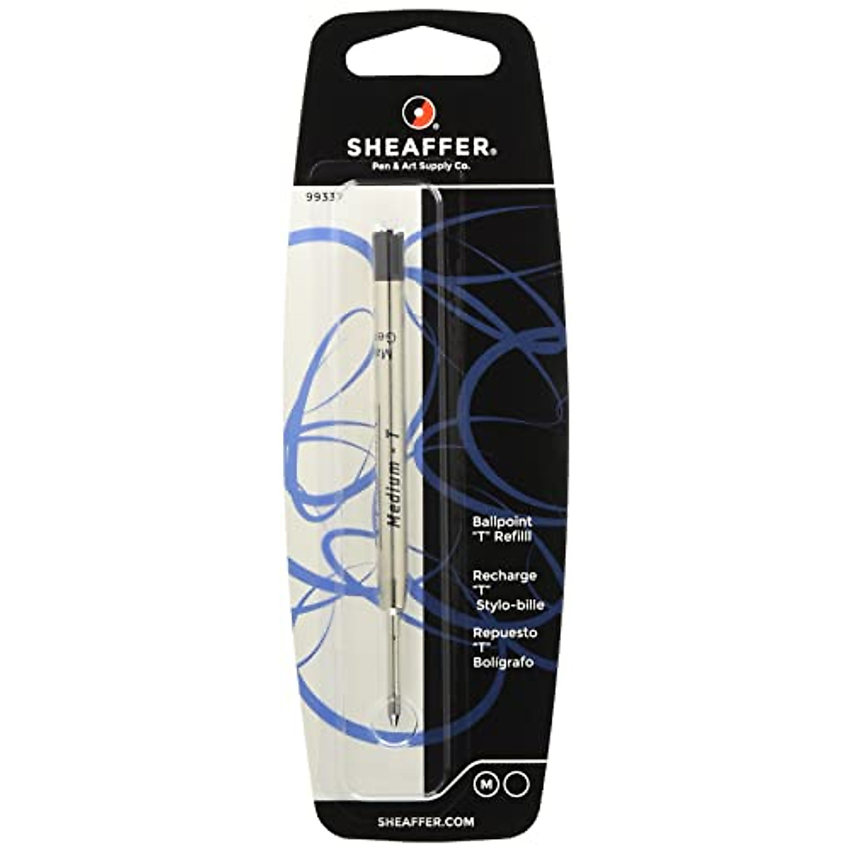 Sheaffer Ballpoint Refill"T" Style - Black Medium Blister Card (fits Sagaris, Taranis & Stylus)