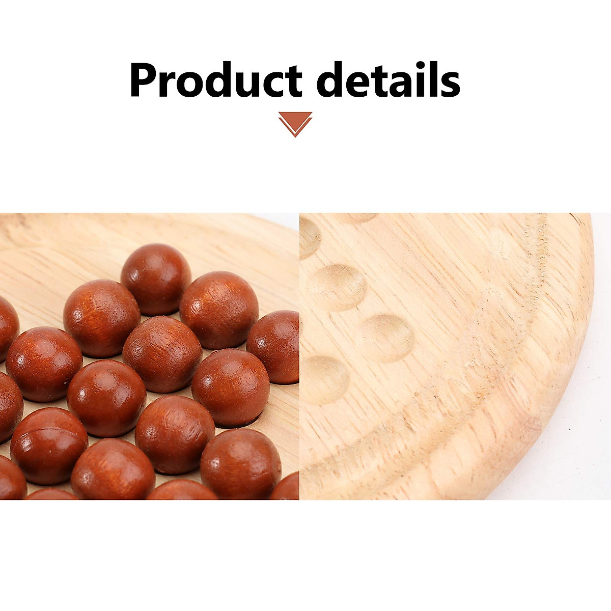 NUOBESTY Wooden Solitaire Board Game Brain Game Set Solitaire Chess Bead Wood Marbles Chess Puzzle Peg for Students Adults（14x14x2.8 cm）