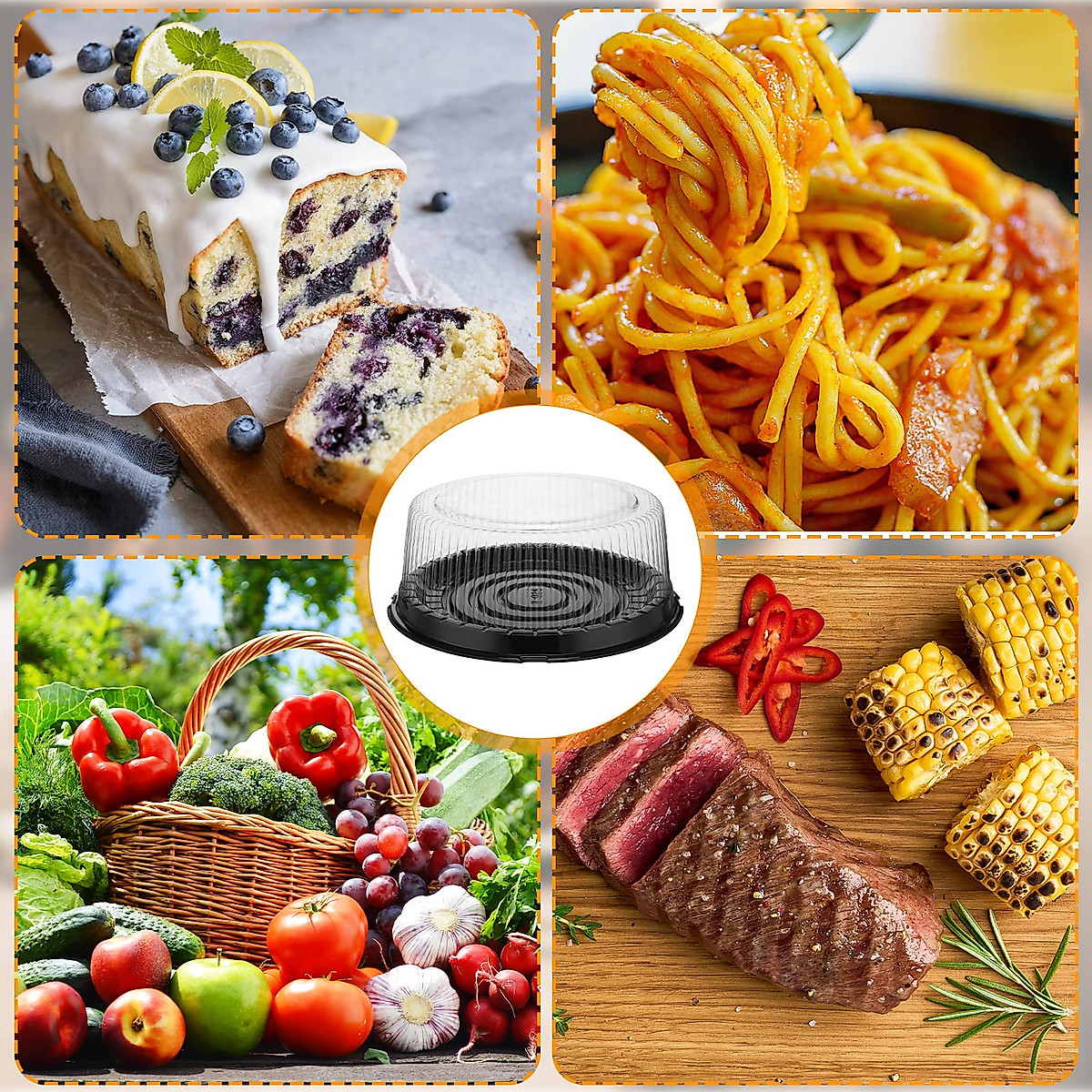 Nuanchu 24 Pieces 8 Inch Disposable Cake Containers with Lids Plastic Serving Tray Clear Platters with Clear Lids Round Disposable Cake Holder for Storing Party Takeout Food Catering Display