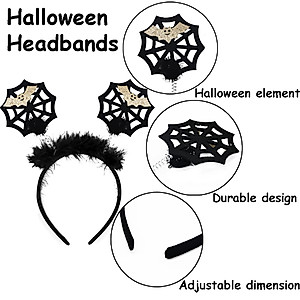 DINESIL 8 Pack Halloween Headbands, Halloween Head Boppers with Ghost Pumpkin Spider Skull Spider Web Witch Hat Headbands for Kids Halloween Costume Cosplay Decoration Party Favors Supplies